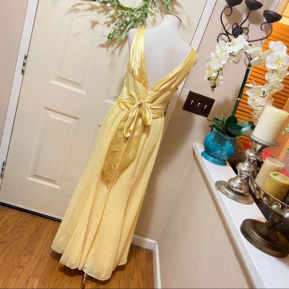 David's Bridal | Dresses | Davids Bridal Yellow Chiffon Charmeuse ...